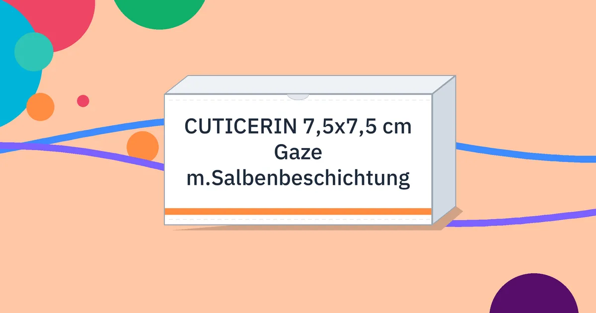 Symbolbild: Packung mit der Aufschrift CUTICERIN 7,5x7,5 cm Gaze m.Salbenbeschichtung (PZN 18380434) – Verfügbarkeit und Bezug in Apotheken in Frankfurt am Main