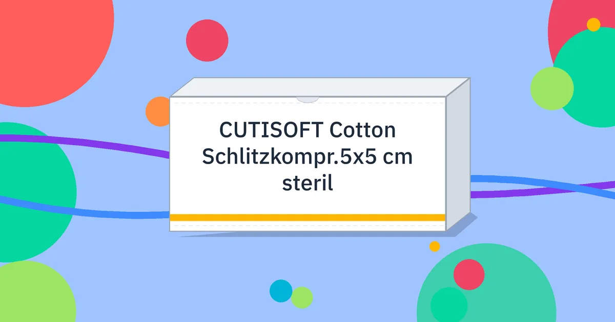 Symbolbild: Packung mit der Aufschrift CUTISOFT Cotton Schlitzkompr.5x5 cm steril (PZN 03898912) – Verfügbarkeit und Bezug in Apotheken in Frankfurt am Main
