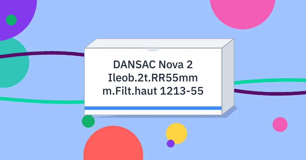 Symbolbild: Packung mit der Aufschrift DANSAC Nova 2 Ileob.2t.RR55mm m.Filt.haut 1213-55 (PZN 01066053) – Verfügbarkeit und Bezug in Apotheken in Frankfurt am Main