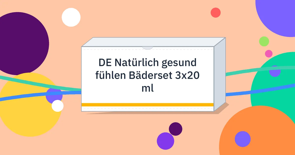 Symbolbild: Packung mit der Aufschrift DE Natürlich gesund fühlen Bäderset 3x20 ml (PZN 15780280) – Verfügbarkeit und Bezug in Apotheken in Frankfurt am Main