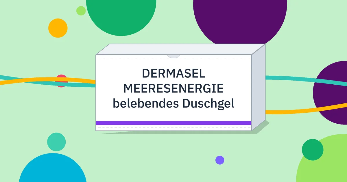 Symbolbild: Packung mit der Aufschrift DERMASEL MEERESENERGIE belebendes Duschgel (PZN 11294051) – Verfügbarkeit und Bezug in Apotheken in Frankfurt am Main