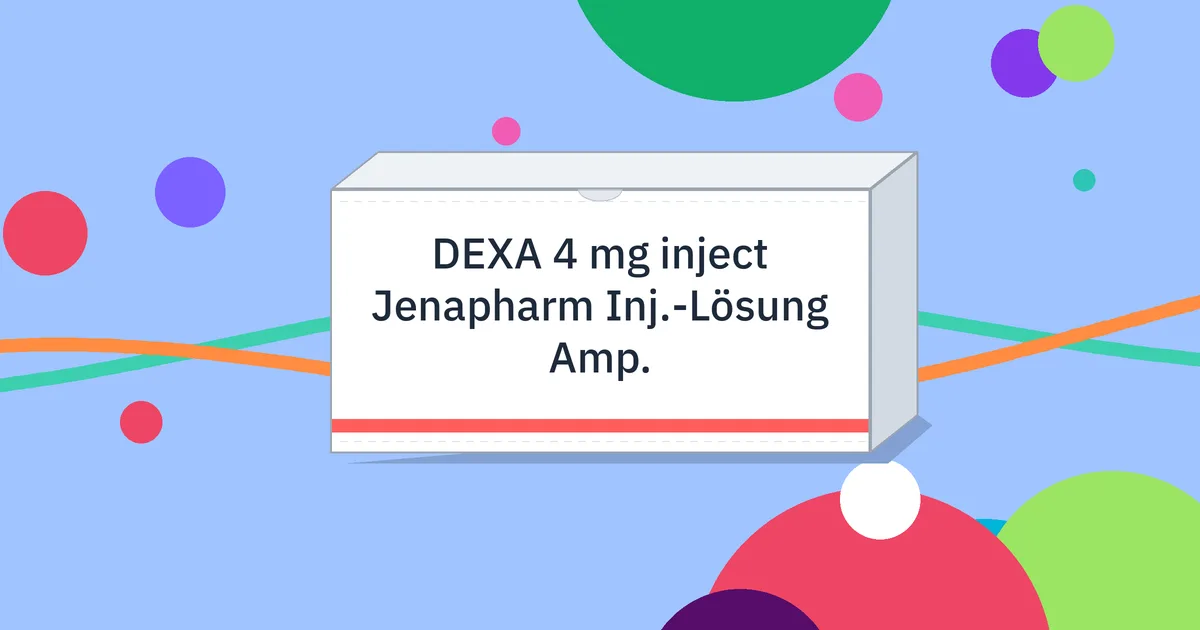 Symbolbild: Packung mit der Aufschrift DEXA 4 mg inject Jenapharm Inj.-Lösung Amp. (PZN 08704344) – Verfügbarkeit und Bezug in Apotheken in Frankfurt am Main
