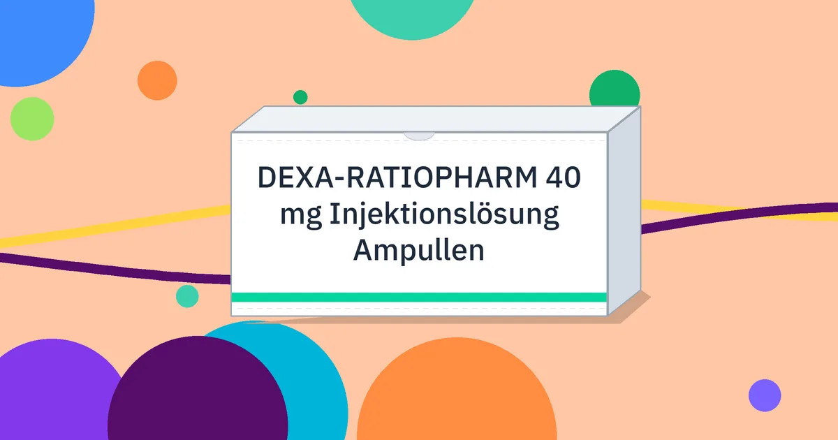 Symbolbild: Packung mit der Aufschrift DEXA-RATIOPHARM 40 mg Injektionslösung Ampullen (PZN 07633926) – Verfügbarkeit und Bezug in Apotheken in Frankfurt am Main