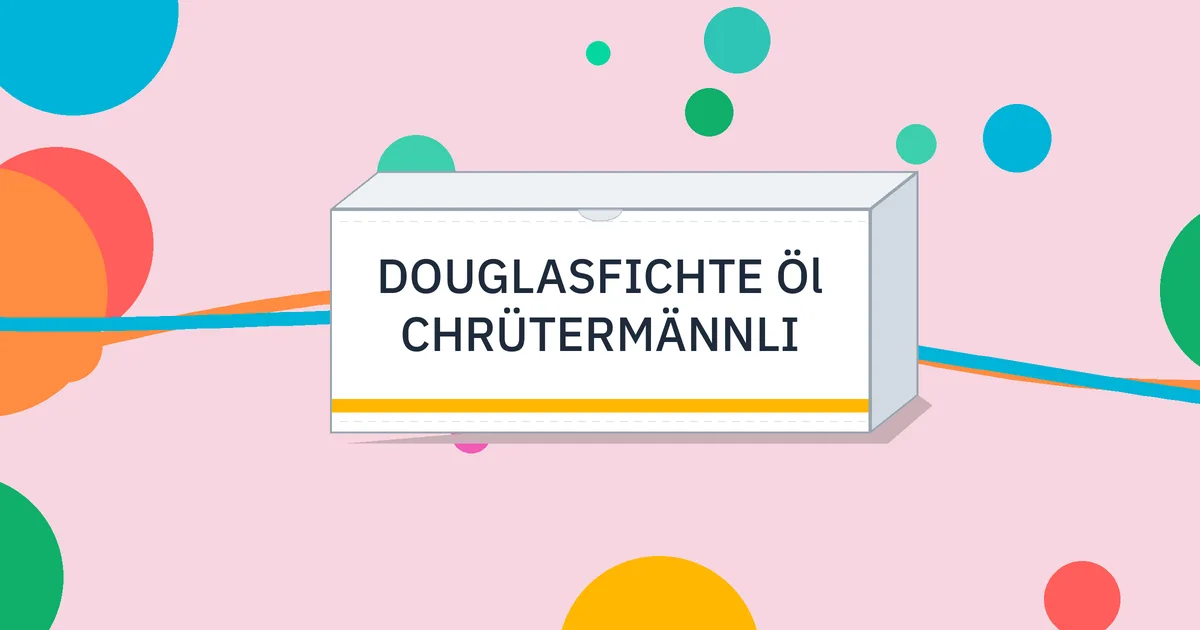 Symbolbild: Packung mit der Aufschrift DOUGLASFICHTE Öl CHRÜTERMÄNNLI (PZN 08422947) – Verfügbarkeit und Bezug in Apotheken in Frankfurt am Main