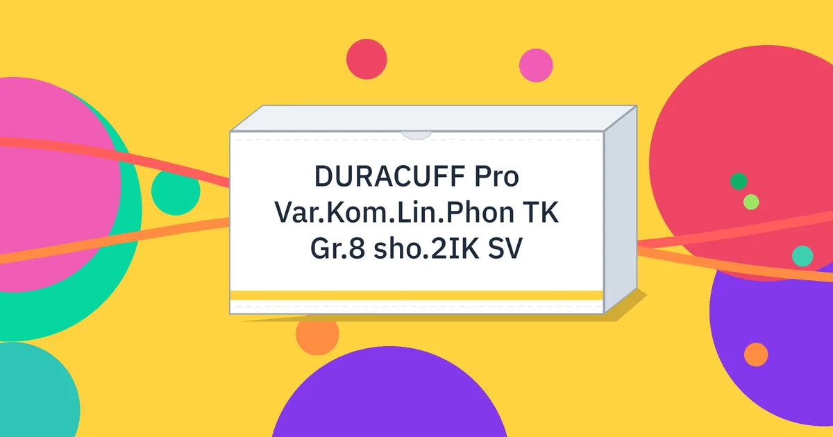 Symbolbild: Packung mit der Aufschrift DURACUFF Pro Var.Kom.Lin.Phon TK Gr.8 sho.2IK SV (PZN 19244354) – Verfügbarkeit und Bezug in Apotheken in Frankfurt am Main
