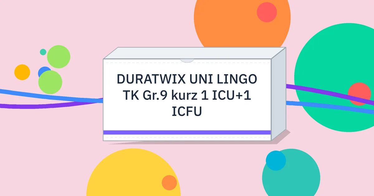 Symbolbild: Packung mit der Aufschrift DURATWIX UNI LINGO TK Gr.9 kurz 1 ICU+1 ICFU (PZN 19788255) – Verfügbarkeit und Bezug in Apotheken in Frankfurt am Main