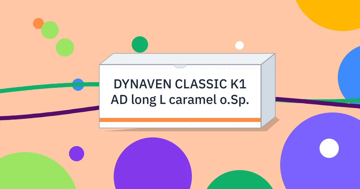 Symbolbild: Packung mit der Aufschrift DYNAVEN CLASSIC K1 AD long L caramel o.Sp. (PZN 18414334) – Verfügbarkeit und Bezug in Apotheken in Frankfurt am Main