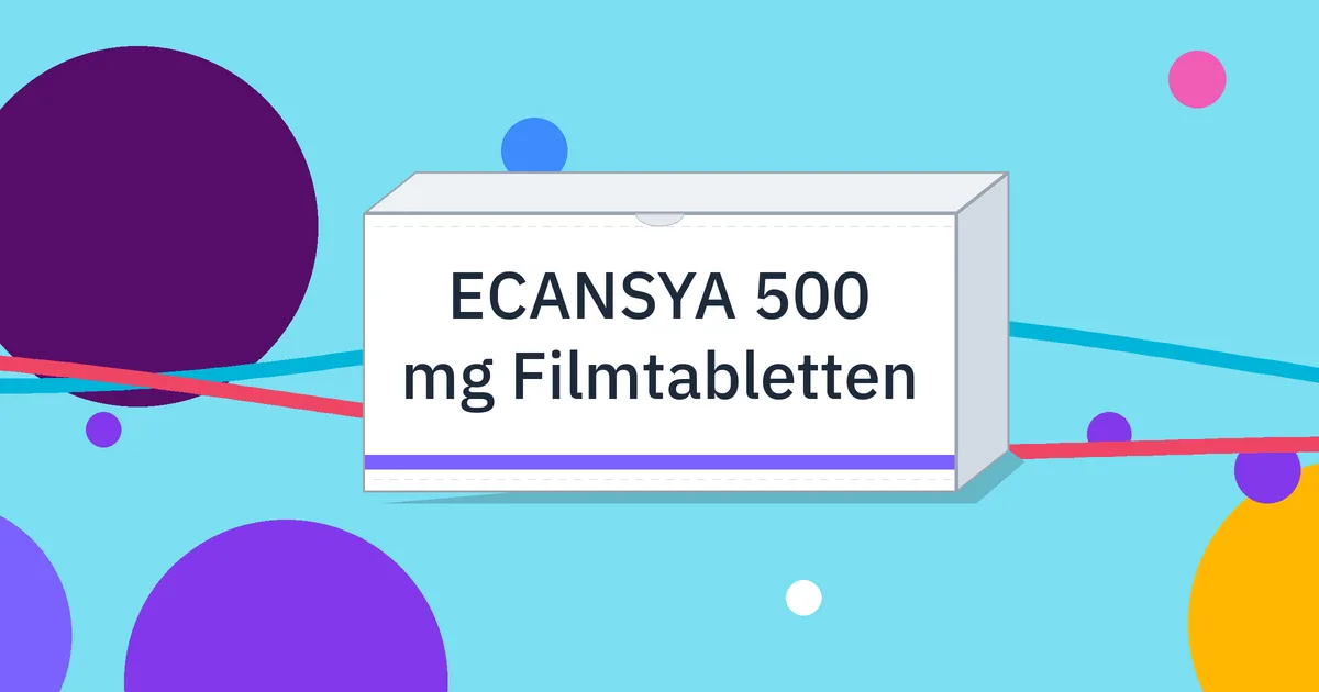 Symbolbild: Packung mit der Aufschrift ECANSYA 500 mg Filmtabletten (PZN 10050430) – Verfügbarkeit und Bezug in Apotheken in Frankfurt am Main