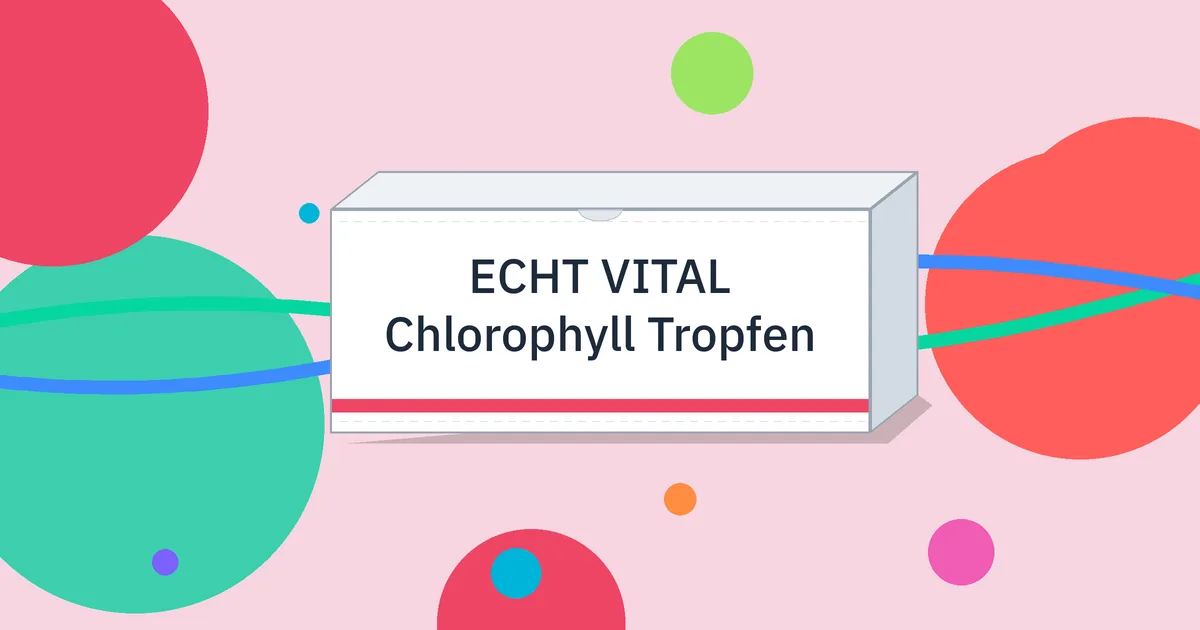 Symbolbild: Packung mit der Aufschrift ECHT VITAL Chlorophyll Tropfen (PZN 18167522) – Verfügbarkeit und Bezug in Apotheken in Frankfurt am Main