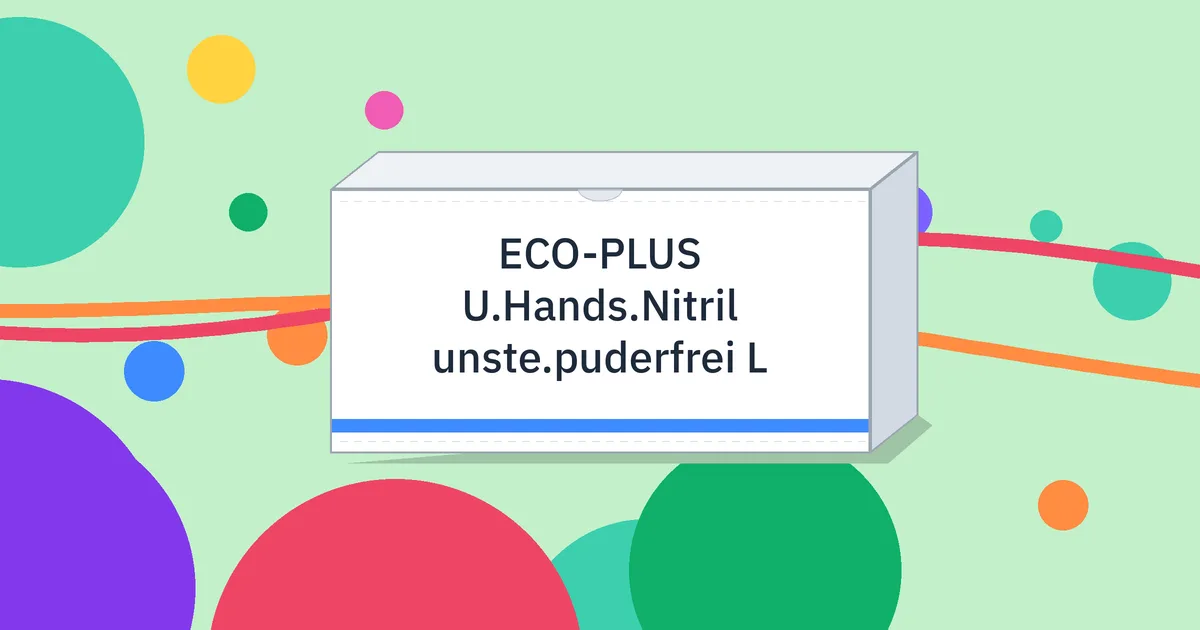 Symbolbild: Packung mit der Aufschrift ECO-PLUS U.Hands.Nitril unste.puderfrei L (PZN 15622345) – Verfügbarkeit und Bezug in Apotheken in Frankfurt am Main