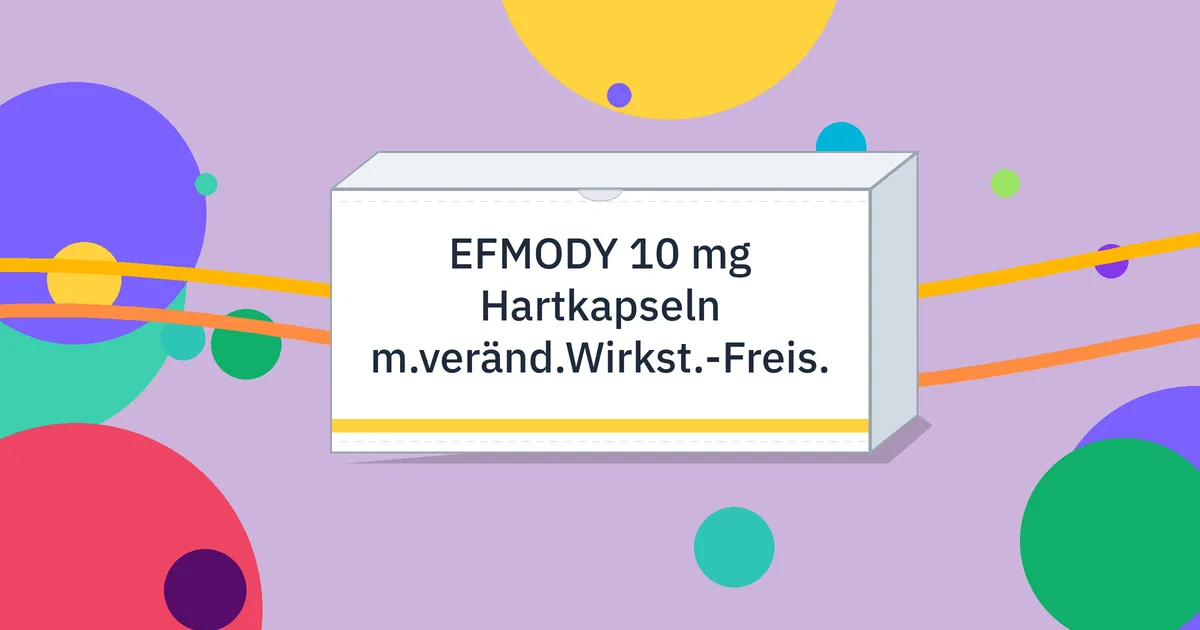Symbolbild: Packung mit der Aufschrift EFMODY 10 mg Hartkapseln m.veränd.Wirkst.-Freis. (PZN 18094680) – Verfügbarkeit und Bezug in Apotheken in Frankfurt am Main