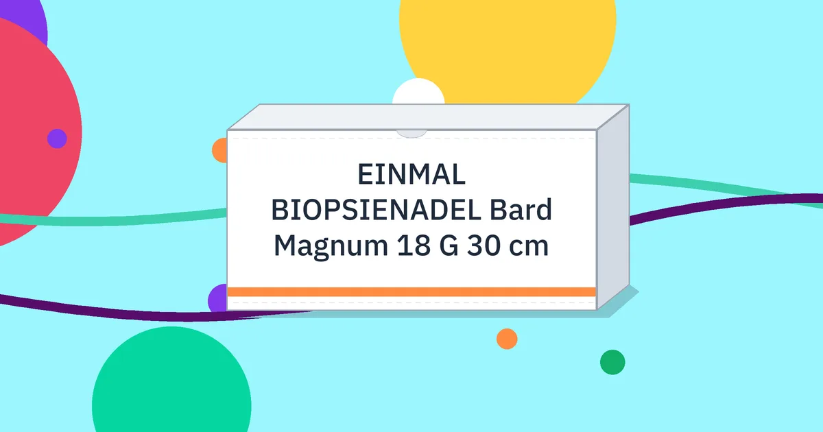 Symbolbild: Packung mit der Aufschrift EINMAL BIOPSIENADEL Bard Magnum 18 G 30 cm (PZN 16617783) – Verfügbarkeit und Bezug in Apotheken in Frankfurt am Main