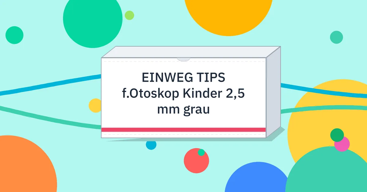Symbolbild: Packung mit der Aufschrift EINWEG TIPS f.Otoskop Kinder 2,5 mm grau (PZN 16033964) – Verfügbarkeit und Bezug in Apotheken in Frankfurt am Main
