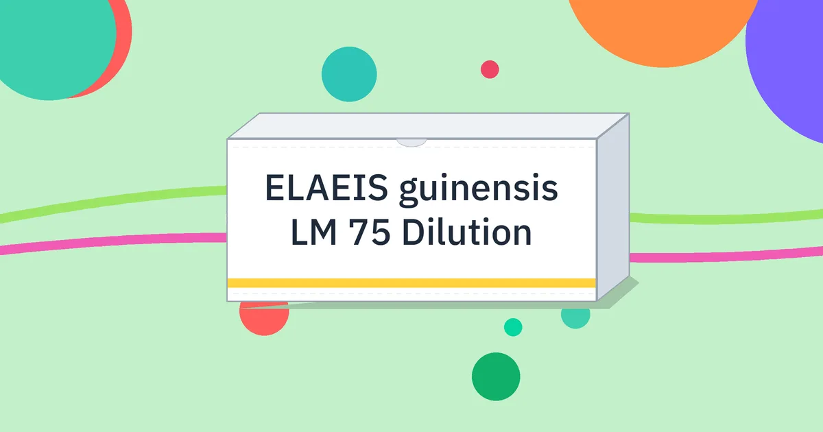 Symbolbild: Packung mit der Aufschrift ELAEIS guinensis LM 75 Dilution (PZN 13470049) – Verfügbarkeit und Bezug in Apotheken in Frankfurt am Main