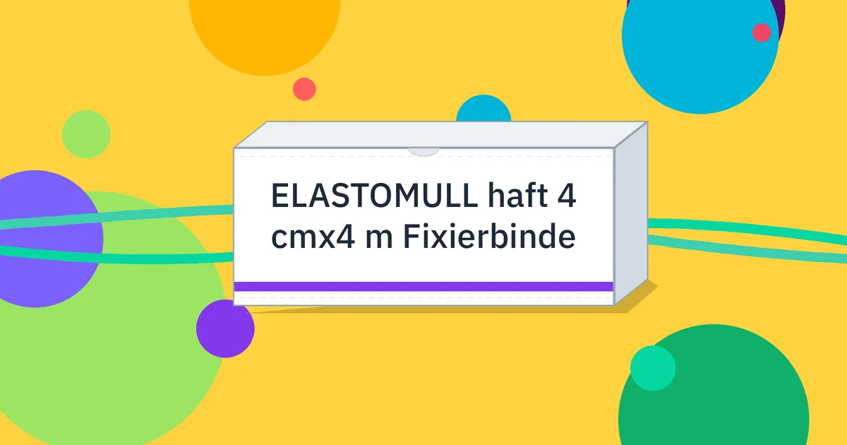 Symbolbild: Packung mit der Aufschrift ELASTOMULL haft 4 cmx4 m Fixierbinde (PZN 01416168) – Verfügbarkeit und Bezug in Apotheken in Frankfurt am Main