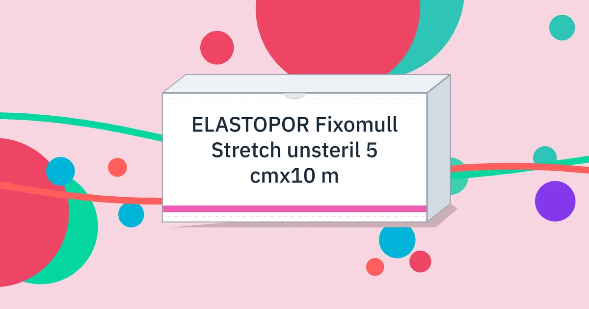 Symbolbild: Packung mit der Aufschrift ELASTOPOR Fixomull Stretch unsteril 5 cmx10 m (PZN 19388828) – Verfügbarkeit und Bezug in Apotheken in Frankfurt am Main
