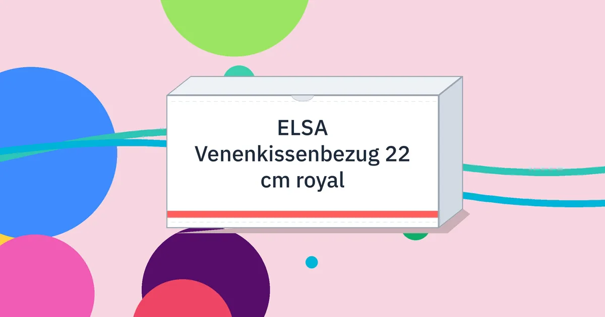 Symbolbild: Packung mit der Aufschrift ELSA Venenkissenbezug 22 cm royal (PZN 02817159) – Verfügbarkeit und Bezug in Apotheken in Frankfurt am Main