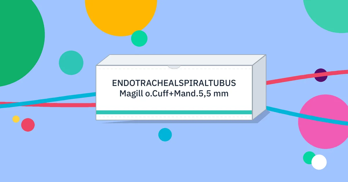 Symbolbild: Packung mit der Aufschrift ENDOTRACHEALSPIRALTUBUS Magill o.Cuff+Mand.5,5 mm (PZN 07681641) – Verfügbarkeit und Bezug in Apotheken in Frankfurt am Main
