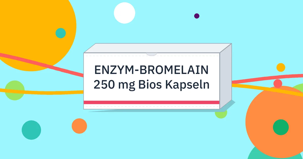 Symbolbild: Packung mit der Aufschrift ENZYM-BROMELAIN 250 mg Bios Kapseln (PZN 02570581) – Verfügbarkeit und Bezug in Apotheken in Frankfurt am Main