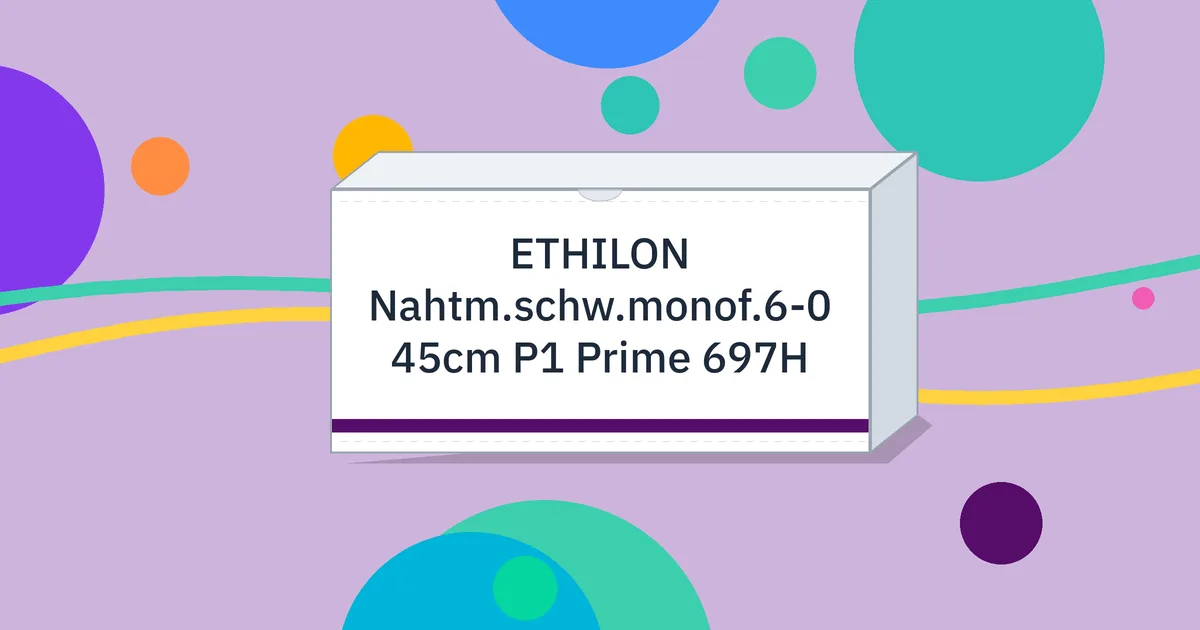Symbolbild: Packung mit der Aufschrift ETHILON Nahtm.schw.monof.6-0 45cm P1 Prime 697H (PZN 16777618) – Verfügbarkeit und Bezug in Apotheken in Frankfurt am Main