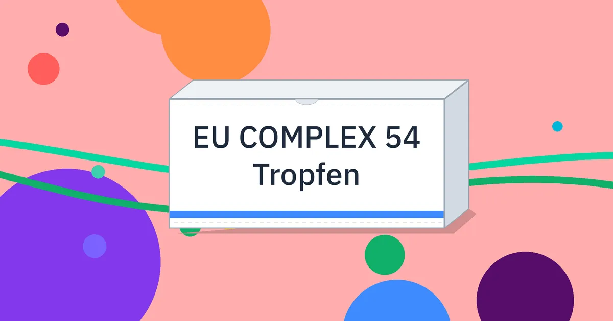 Symbolbild: Packung mit der Aufschrift EU COMPLEX 54 Tropfen (PZN 18162298) – Verfügbarkeit und Bezug in Apotheken in Frankfurt am Main