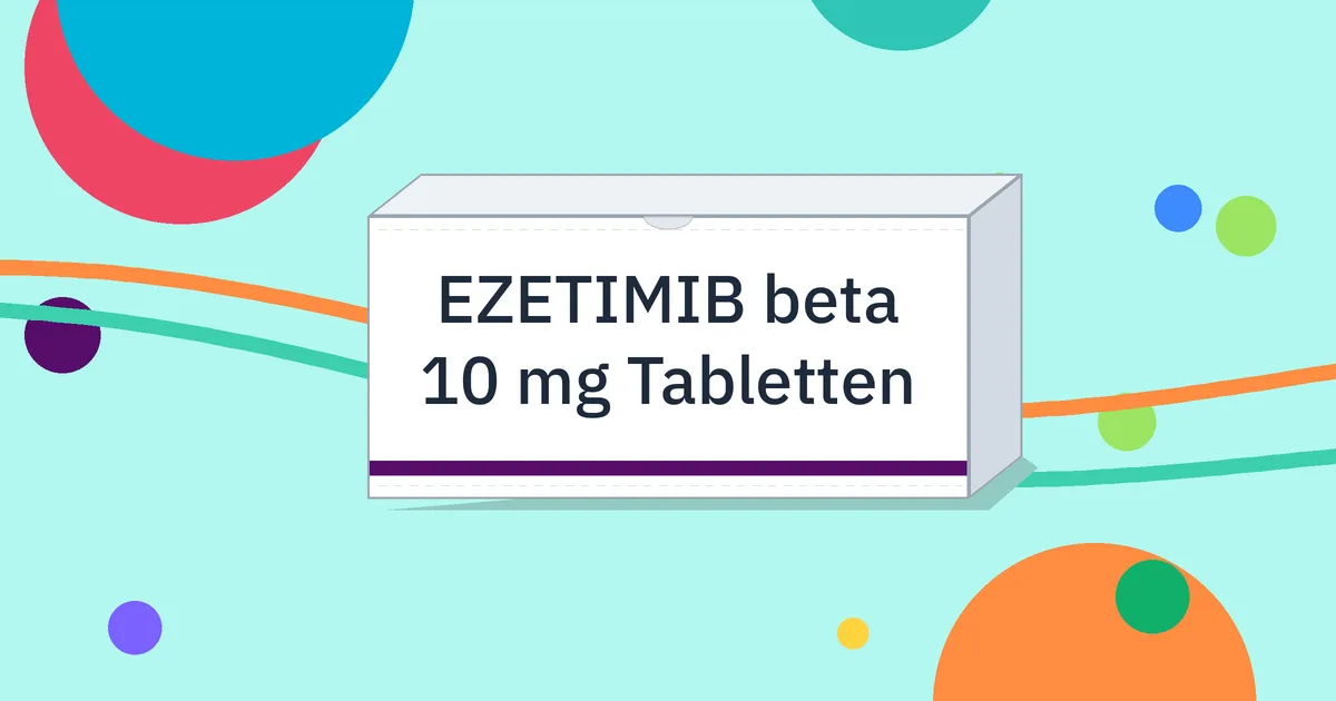 Symbolbild: Packung mit der Aufschrift EZETIMIB beta 10 mg Tabletten (PZN 13877609) – Verfügbarkeit und Bezug in Apotheken in Frankfurt am Main