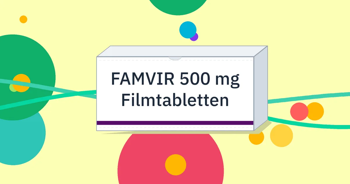 Symbolbild: Packung mit der Aufschrift FAMVIR 500 mg Filmtabletten (PZN 09764578) – Verfügbarkeit und Bezug in Apotheken in Frankfurt am Main