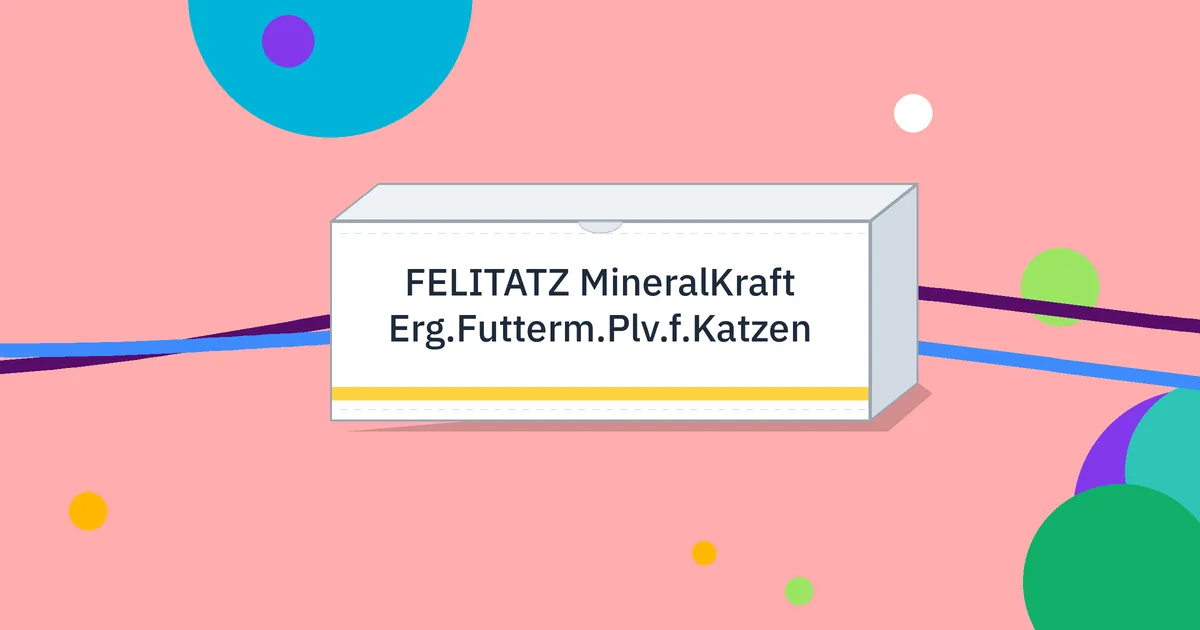 Symbolbild: Packung mit der Aufschrift FELITATZ MineralKraft Erg.Futterm.Plv.f.Katzen (PZN 17271252) – Verfügbarkeit und Bezug in Apotheken in Frankfurt am Main