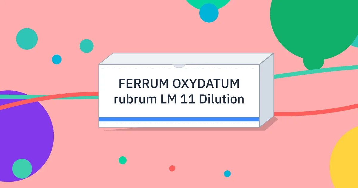 Symbolbild: Packung mit der Aufschrift FERRUM OXYDATUM rubrum LM 11 Dilution (PZN 12851631) – Verfügbarkeit und Bezug in Apotheken in Frankfurt am Main
