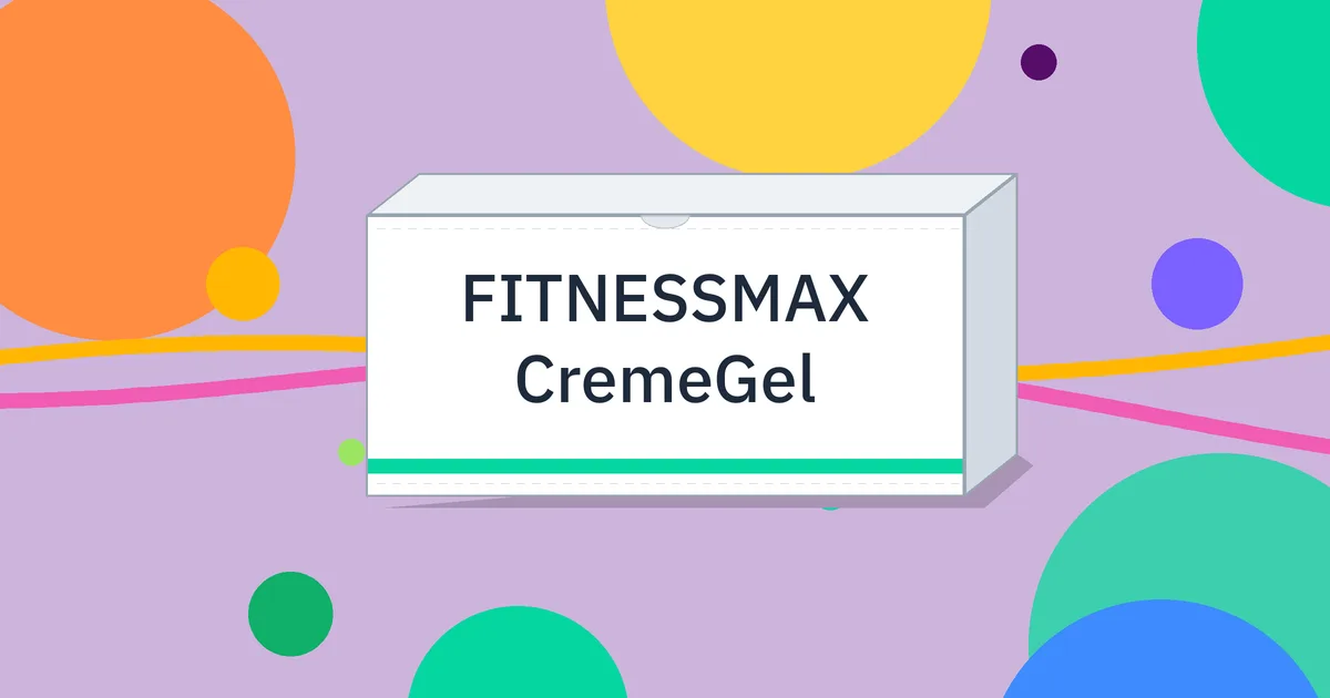 Symbolbild: Packung mit der Aufschrift FITNESSMAX CremeGel (PZN 16802351) – Verfügbarkeit und Bezug in Apotheken in Frankfurt am Main