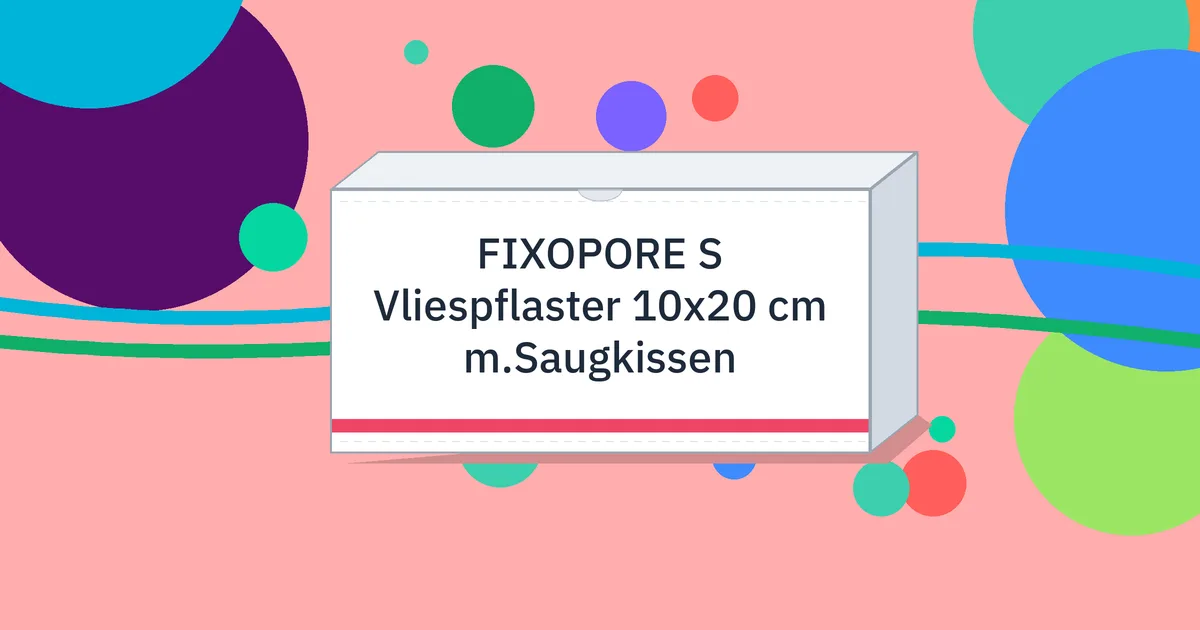 Symbolbild: Packung mit der Aufschrift FIXOPORE S Vliespflaster 10x20 cm m.Saugkissen (PZN 04941024) – Verfügbarkeit und Bezug in Apotheken in Frankfurt am Main