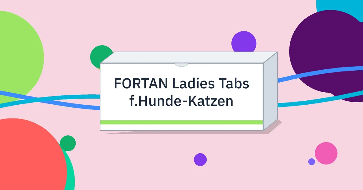 Symbolbild: Packung mit der Aufschrift FORTAN Ladies Tabs f.Hunde-Katzen (PZN 14237964) – Verfügbarkeit und Bezug in Apotheken in Frankfurt am Main