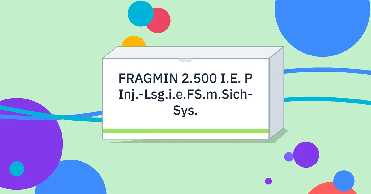 Symbolbild: Packung mit der Aufschrift FRAGMIN 2.500 I.E. P Inj.-Lsg.i.e.FS.m.Sich-Sys. (PZN 09714899) – Verfügbarkeit und Bezug in Apotheken in Frankfurt am Main