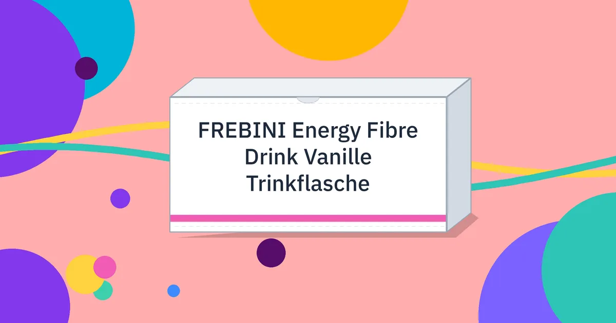 Symbolbild: Packung mit der Aufschrift FREBINI Energy Fibre Drink Vanille Trinkflasche (PZN 19750896) – Verfügbarkeit und Bezug in Apotheken in Frankfurt am Main
