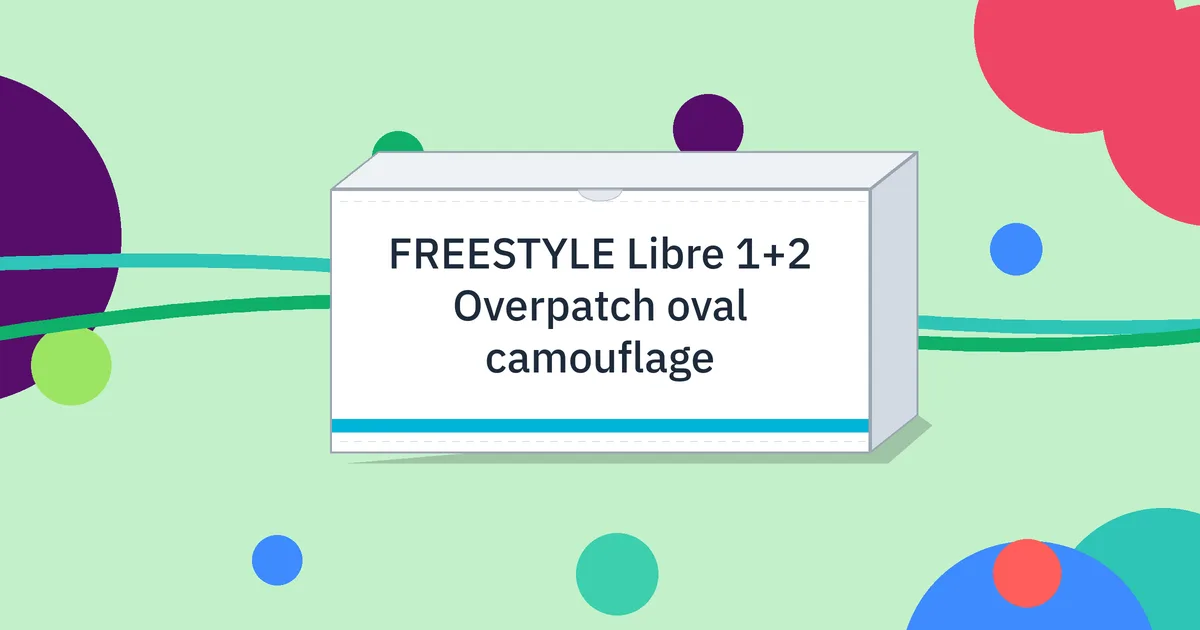 Symbolbild: Packung mit der Aufschrift FREESTYLE Libre 1+2 Overpatch oval camouflage (PZN 19867368) – Verfügbarkeit und Bezug in Apotheken in Frankfurt am Main