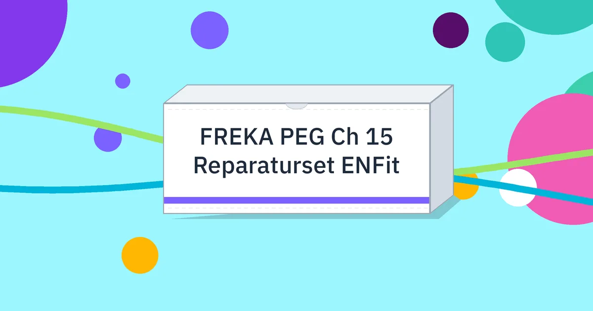 Symbolbild: Packung mit der Aufschrift FREKA PEG Ch 15 Reparaturset ENFit (PZN 11345624) – Verfügbarkeit und Bezug in Apotheken in Frankfurt am Main