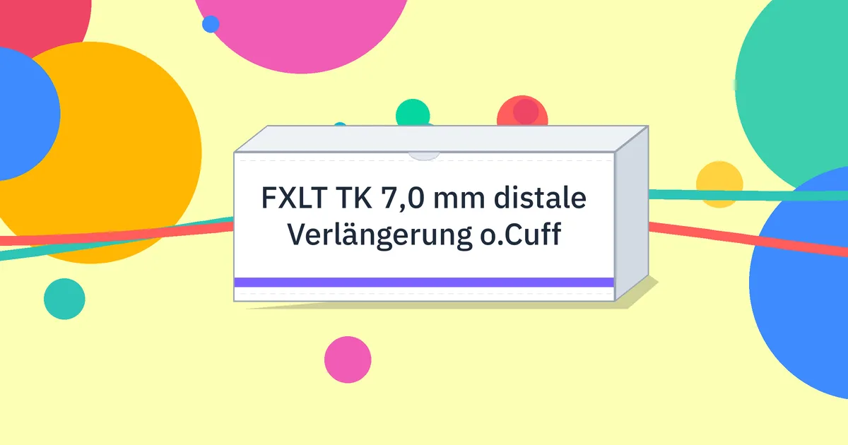 Symbolbild: Packung mit der Aufschrift FXLT TK 7,0 mm distale Verlängerung o.Cuff (PZN 20406046) – Verfügbarkeit und Bezug in Apotheken in Frankfurt am Main