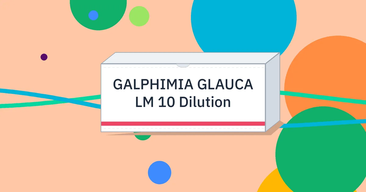 Symbolbild: Packung mit der Aufschrift GALPHIMIA GLAUCA LM 10 Dilution (PZN 12875287) – Verfügbarkeit und Bezug in Apotheken in Frankfurt am Main