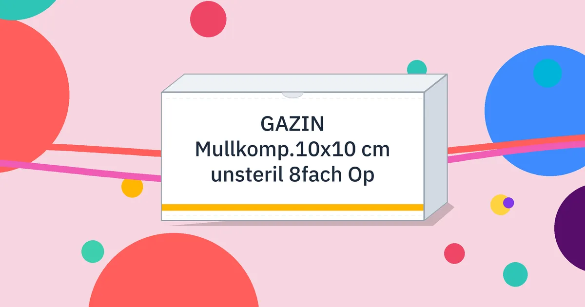 Symbolbild: Packung mit der Aufschrift GAZIN Mullkomp.10x10 cm unsteril 8fach Op (PZN 17451959) – Verfügbarkeit und Bezug in Apotheken in Frankfurt am Main