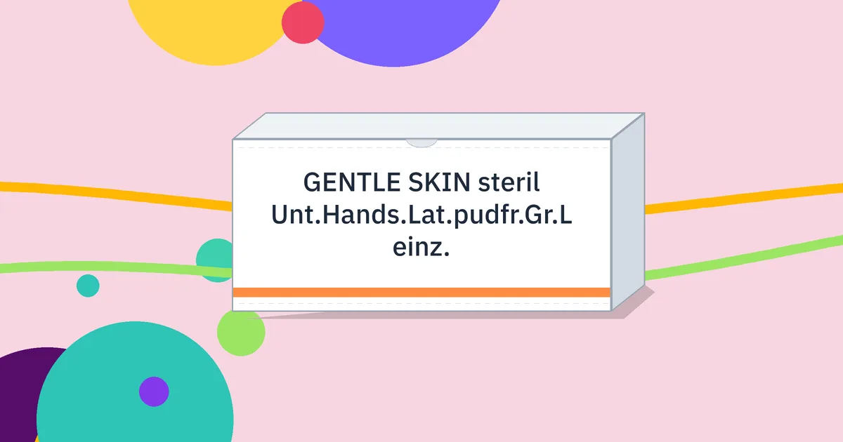 Symbolbild: Packung mit der Aufschrift GENTLE SKIN steril Unt.Hands.Lat.pudfr.Gr.L einz. (PZN 06402834) – Verfügbarkeit und Bezug in Apotheken in Frankfurt am Main