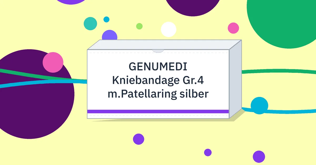 Symbolbild: Packung mit der Aufschrift GENUMEDI Kniebandage Gr.4 m.Patellaring silber (PZN 17844044) – Verfügbarkeit und Bezug in Apotheken in Frankfurt am Main