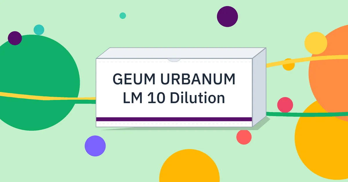 Symbolbild: Packung mit der Aufschrift GEUM URBANUM LM 10 Dilution (PZN 13543713) – Verfügbarkeit und Bezug in Apotheken in Frankfurt am Main