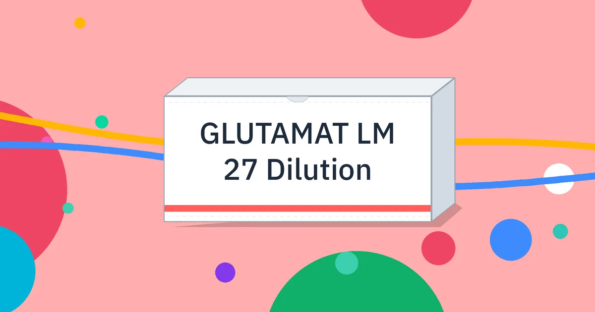 Symbolbild: Packung mit der Aufschrift GLUTAMAT LM 27 Dilution (PZN 12879598) – Verfügbarkeit und Bezug in Apotheken in Frankfurt am Main