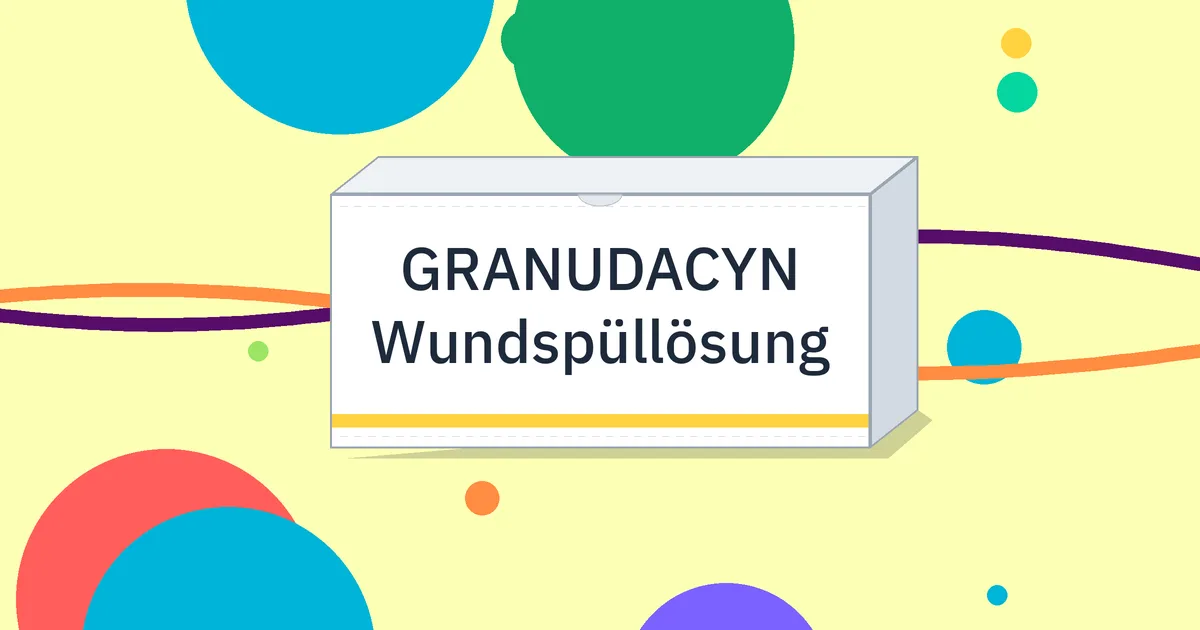 Symbolbild: Packung mit der Aufschrift GRANUDACYN Wundspüllösung (PZN 11865140) – Verfügbarkeit und Bezug in Apotheken in Frankfurt am Main