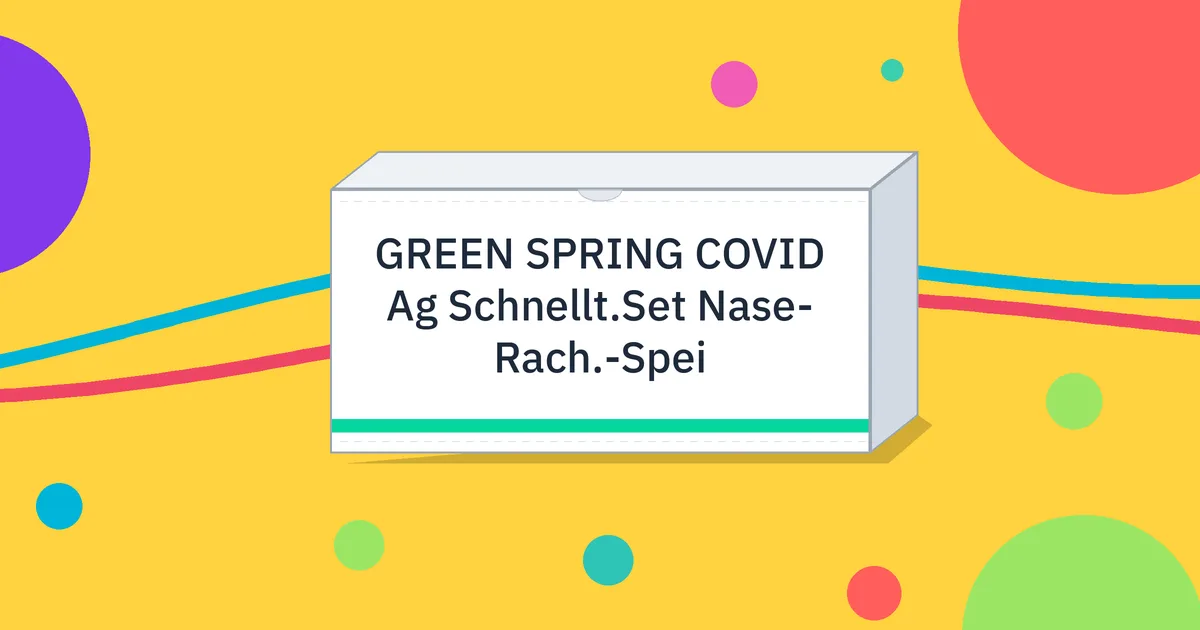 Symbolbild: Packung mit der Aufschrift GREEN SPRING COVID Ag Schnellt.Set Nase-Rach.-Spei (PZN 17929504) – Verfügbarkeit und Bezug in Apotheken in Frankfurt am Main