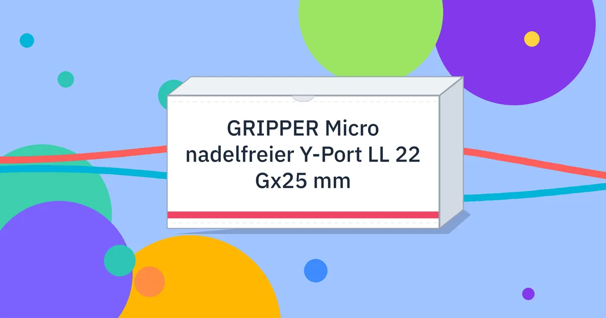 Symbolbild: Packung mit der Aufschrift GRIPPER Micro nadelfreier Y-Port LL 22 Gx25 mm (PZN 09675998) – Verfügbarkeit und Bezug in Apotheken in Frankfurt am Main