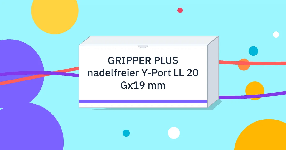Symbolbild: Packung mit der Aufschrift GRIPPER PLUS nadelfreier Y-Port LL 20 Gx19 mm (PZN 09675722) – Verfügbarkeit und Bezug in Apotheken in Frankfurt am Main