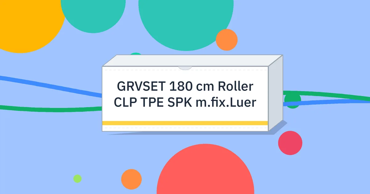 Symbolbild: Packung mit der Aufschrift GRVSET 180 cm Roller CLP TPE SPK m.fix.Luer (PZN 17898382) – Verfügbarkeit und Bezug in Apotheken in Frankfurt am Main