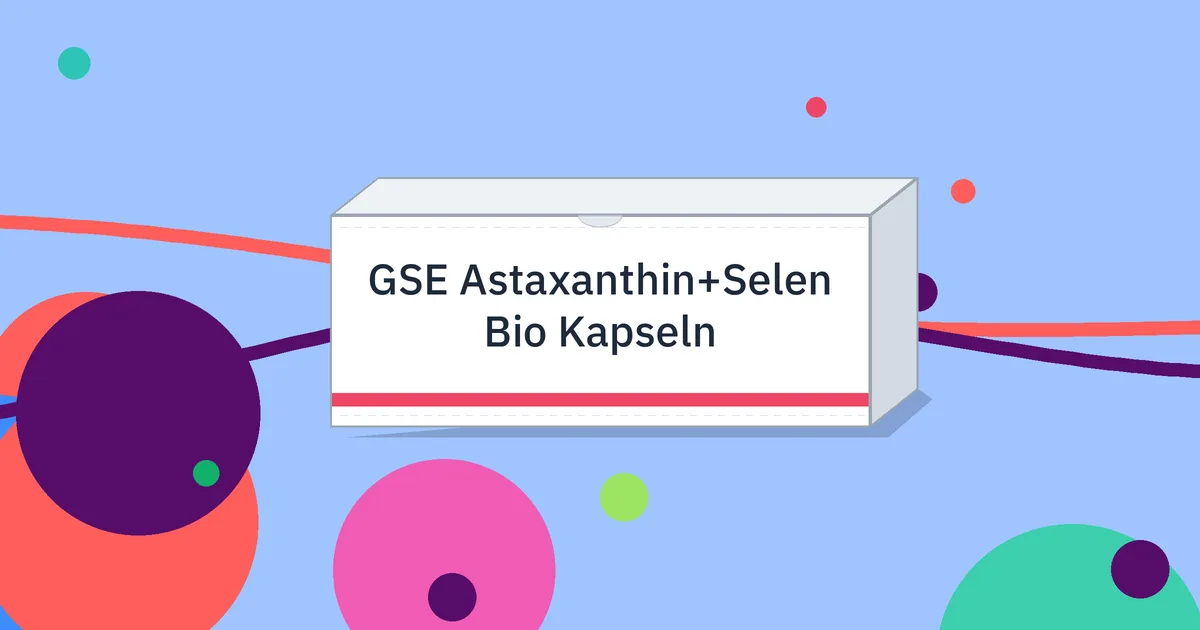 Symbolbild: Packung mit der Aufschrift GSE Astaxanthin+Selen Bio Kapseln (PZN 16020571) – Verfügbarkeit und Bezug in Apotheken in Frankfurt am Main