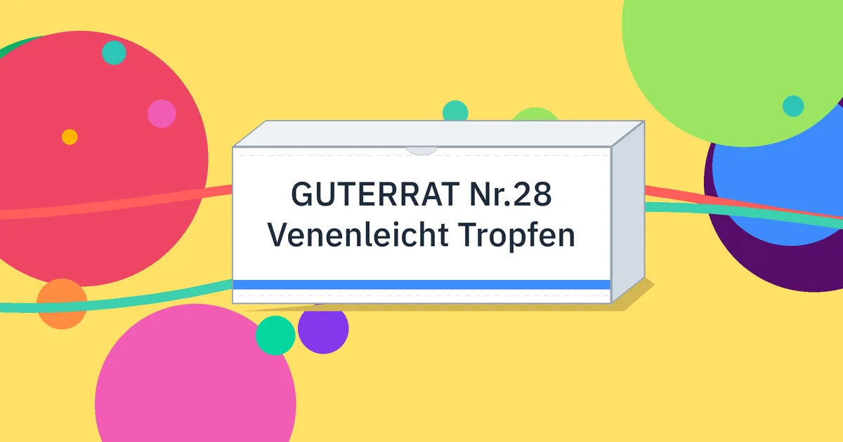 Symbolbild: Packung mit der Aufschrift GUTERRAT Nr.28 Venenleicht Tropfen (PZN 20272686) – Verfügbarkeit und Bezug in Apotheken in Frankfurt am Main
